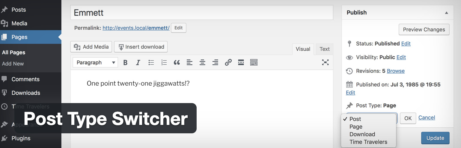 記事タイプ（投稿・固定ページ）を後から簡単に変更できるプラグイン『Post Type Switcher』